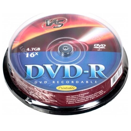 Диск VS DVD-R 4,7 GB 16x CB/10 Ink Print (10 шт.)