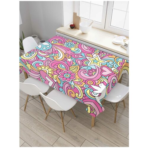 Скатерть прямоугольная JoyArty на кухонный стол "Красочные узоры" из оксфорда, 120x145 см