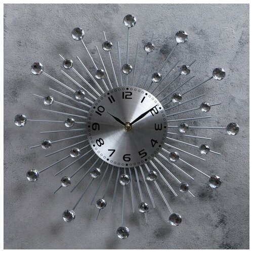 Часы настенные, серия: Ажур, "Кристалы", плавный ход, d-35 см, циферблат 13 см 3620913