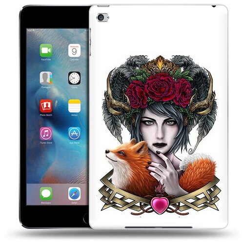 Чехол задняя-панель-накладка-бампер MyPads девушка с лисой для iPad mini 4 7.9 (2015)-A1538/A1550 противоударный