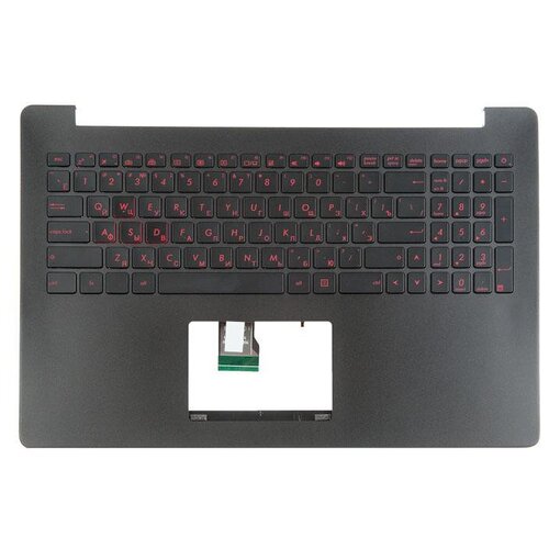 Клавиатура (топ-панель) для ноутбука Asus N501JW черная с черным топкейсом, с подсветкой, с динамиками и креплением под HDD