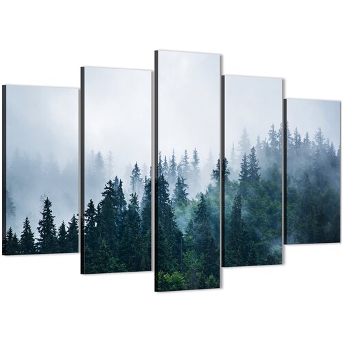 Картина на стену большая / Картина на холсте "Сосновый лес в тумане / Пейзаж" 80х125см md0102-