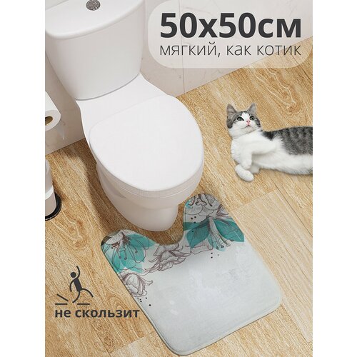 Коврик для туалета с вырезом противоскользящий JoyArty JoyArty "Световые цветы" 50x50 см