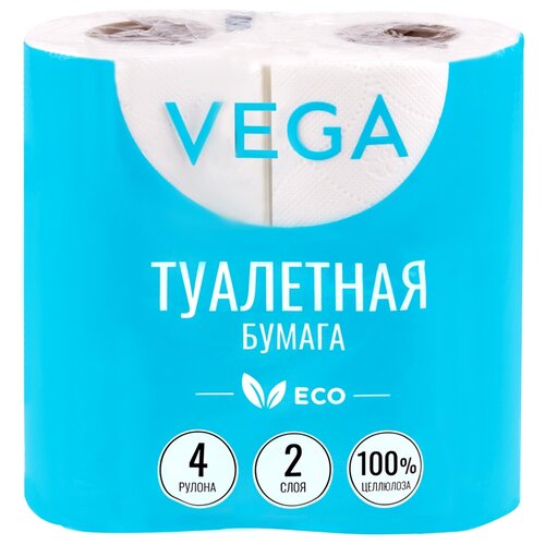Туалетная бумага VEGA белая двухслойная (315618) 4 рул., белый