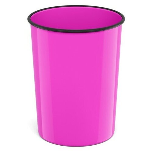 Корзина для бумаг и мусора 13,5 литров ErichKrause Neon Solid, пластиковая, литая, розовая (комплект из 3 шт)