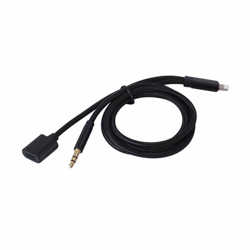 Аудио-кабель MyPads Lighting (m) - AUX 3.5 jack (m) - Lighting (f) с подзарядкой для подключения акустических систем и в авто