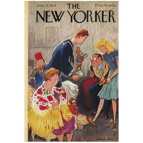 Постер / Плакат / Картина Обложки New Yorker - Примерка обуви 40х50 см в раме