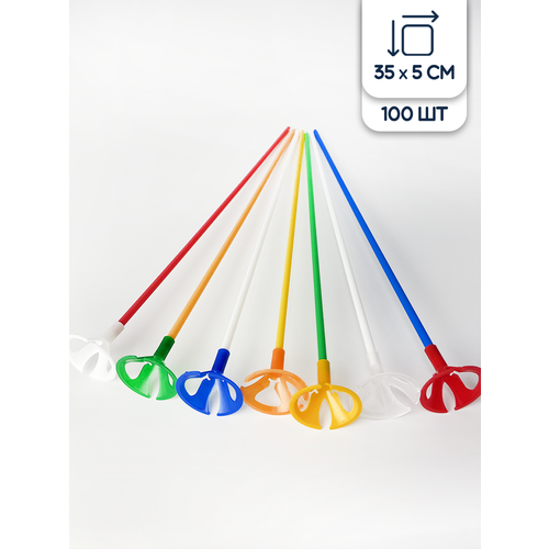 Аксессуары для воздушных шаров Riota палочки с держателем, разноцветный, 35 см, 100 шт