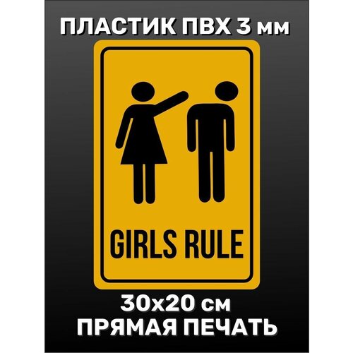 Информационная табличка на дверь - Девочки рулят / girls rule 30х20 см