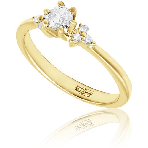 Кольцо помолвочное 1RBC, желтое золото, 585 проба, бриллиант, размер 17.75, Желтый