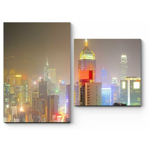 Модульная картина Гонконг в сиянии огней80x60