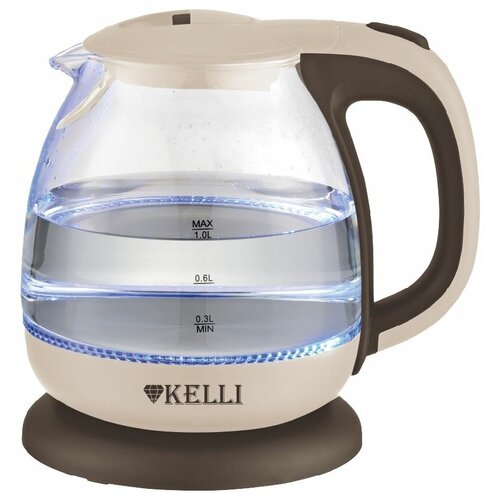 Стеклянный электрический чайник 1.0 л Kelli KL-1370 Кофейный