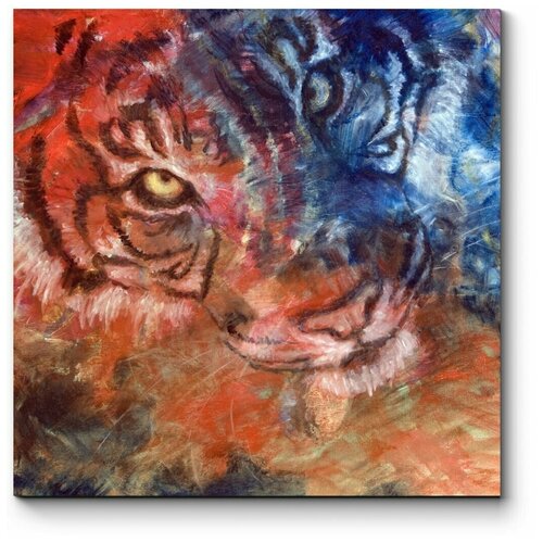 Модульная картина Тигр маслом на холсте 80x80