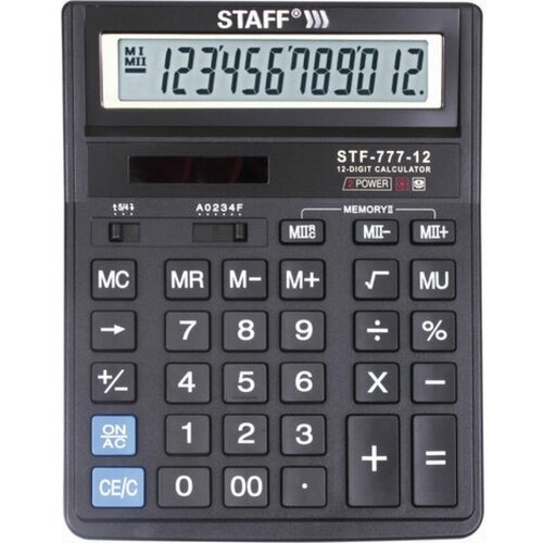 Калькулятор бухгалтерский STAFF STF-777, черный, 2 шт.