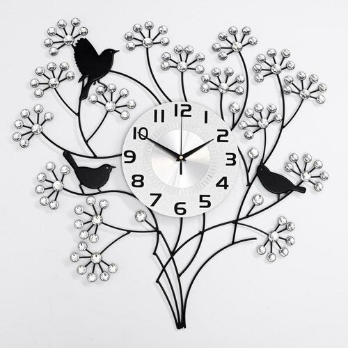 Часы настенные, серия: Ажур, "Весенний букет", плавный ход, d=22 см, 60 x 60 см