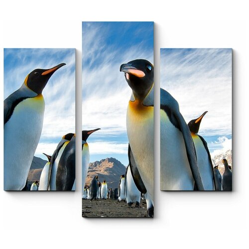 Модульная картина Любопытные пингвины 90x81