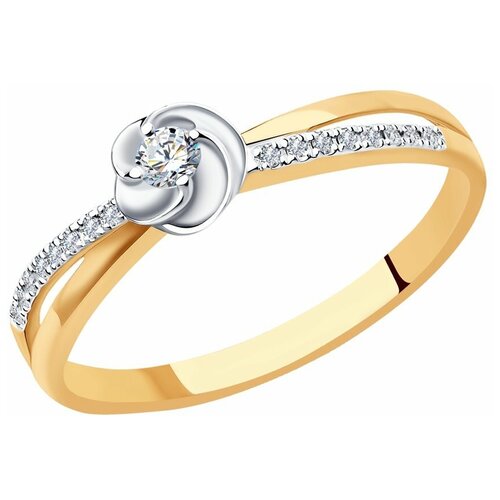 Кольцо помолвочное SOKOLOV, комбинированное золото, 585 проба, бриллиант, размер 16.5