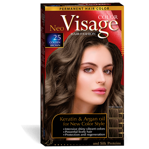 COLOR Visage Стойкая крем-краска для волос, 25 Золотисто-коричневый / Golden Brown, 50 мл