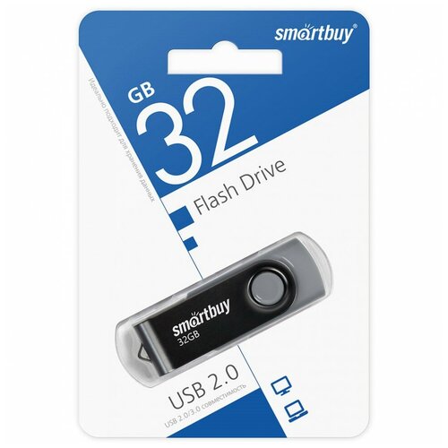 USB Flash Drive 32Gb - SmartBuy UFD 2.0 Twist Black SB032GB2TWK