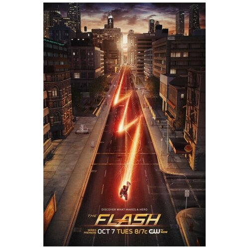 Плакат, постер на холсте The Flash/Флэш. Размер 60х84 см