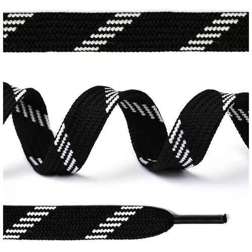 Шнурки для обуви TBY двухцветные SLF015 25 шт. 130 см черный/белый плоские