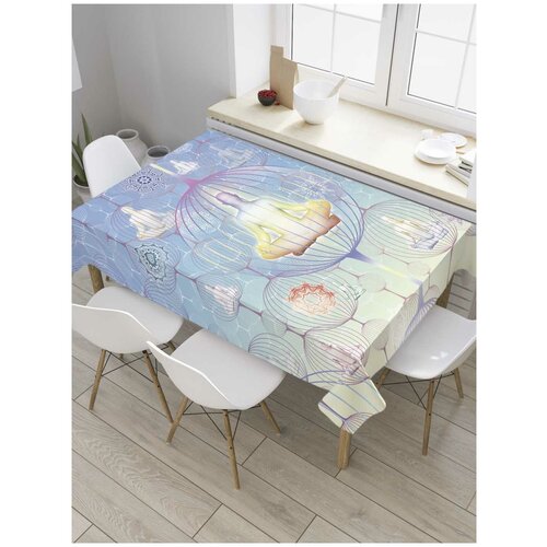 Скатерть прямоугольная JoyArty на кухонный стол "Сферическая медитация" из оксфорда, 120x145 см