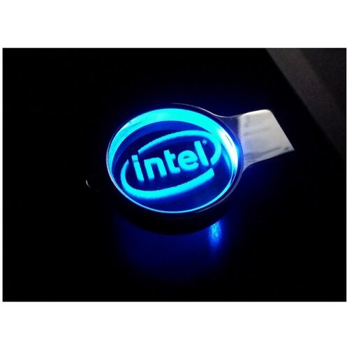 Стеклянная флешка с круглым кристаллом под гравировку 3D логотипа (64 Гб / GB USB 2.0 Синий/Blue Cristal-02 apexto UG002, LED LOGO)