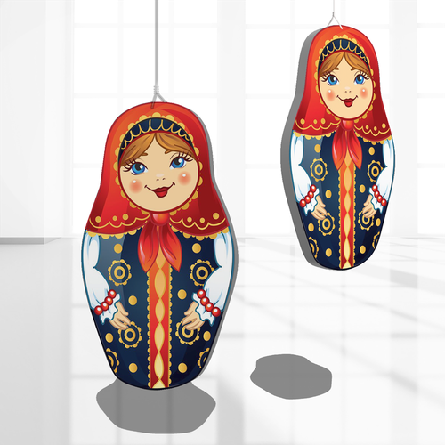 Подвесная фигура "Матрешка" / Интерьерное украшение с символом России - Матрешкой / 25x40 см.