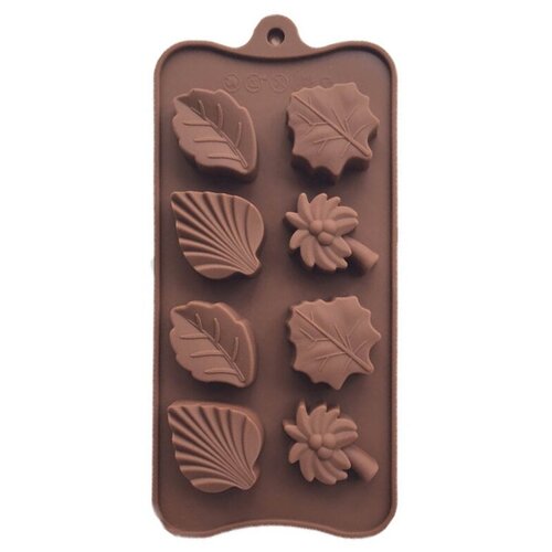 Форма для шоколадных конфет силиконовая "Листья", 8 ячеек