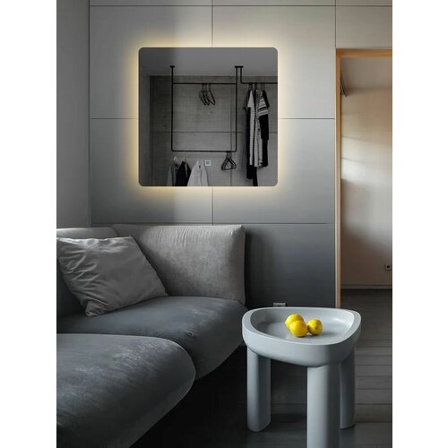 Зеркало для ванной Prisma 70*70 квадратное с тёплой LED-подсветкой