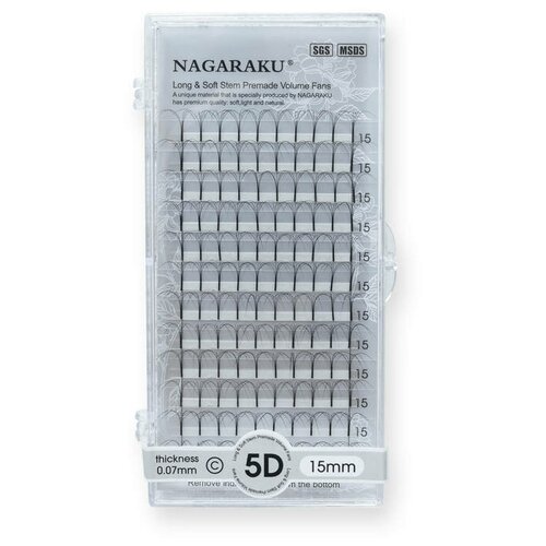 Ресницы Nagaraku пучковые 5D, 12 линий (12мм, C, 0.07мм)
