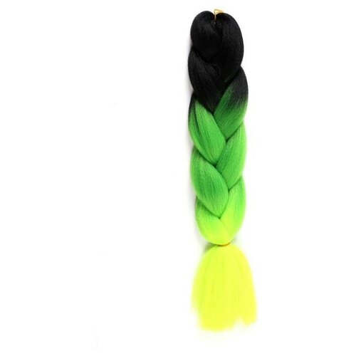 Queen fair ZUMBA Канекалон трёхцветный, гофрированный, 60 см, 100 гр, цвет чёрный/зелёный/лимонный(#CY7)