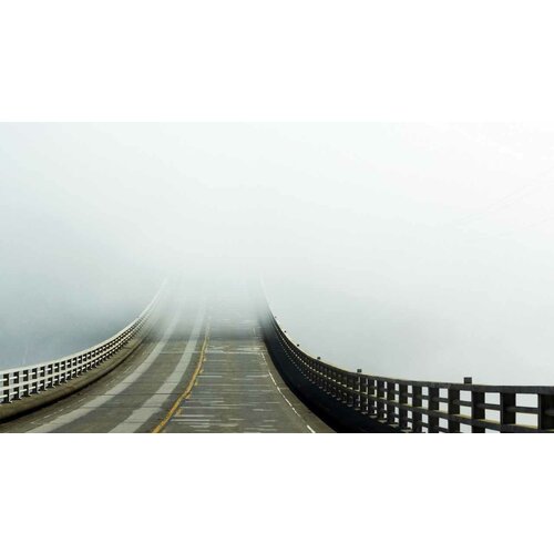 Картина на холсте 110x60 LinxOne "Дорога мост туман" интерьерная для дома / на стену / на кухню / с подрамником