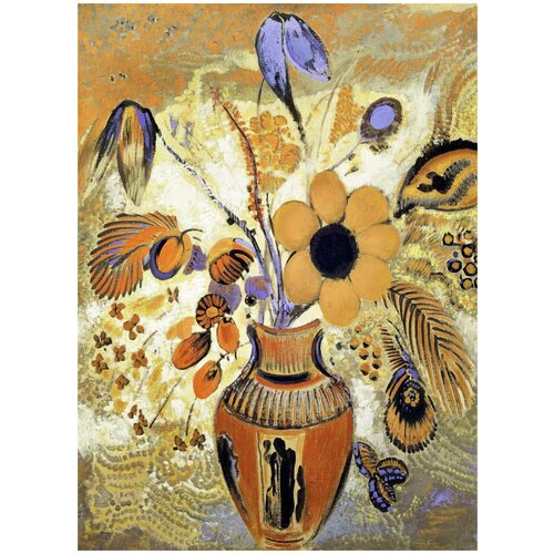 Постер / Плакат / Картина Этрусская ваза с цветами 60х90 см в раме