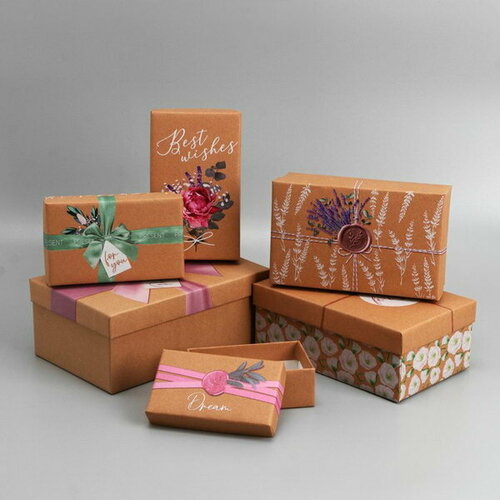 Набор подарочных коробок 6 в 1 "Эко ", 12 x 7 x 4 - 22 x 14 x 8.5 см