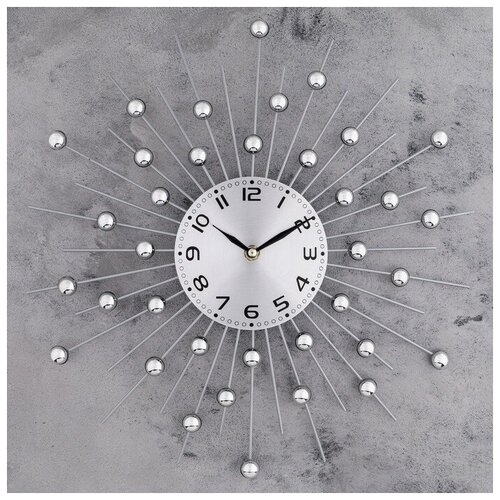 Часы настенные, серия: Ажур, "Зеркальные сферы", плавный ход, d= 39 см, циферблат 13 см
