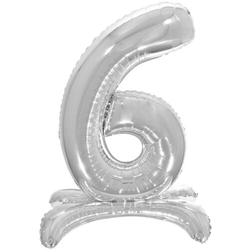 Воздушный шар Falali Цифра 6 на подставке, серебро