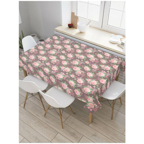 Скатерть прямоугольная JoyArty на кухонный стол "Текстиль ретро роз" из оксфорда, 180x145 см