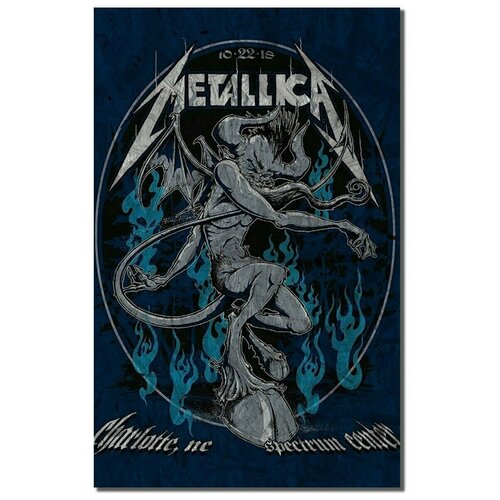 Картина интерьерная на рельефной доске, рисунок музыка metallica металика - 5354 В