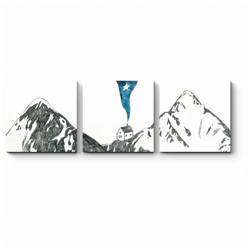 Модульная картина Домик в горах 110x37