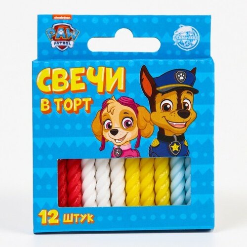 Paw Patrol Набор свечей для торта "С Днем Рождения", 12 штук, Щенячий Патруль