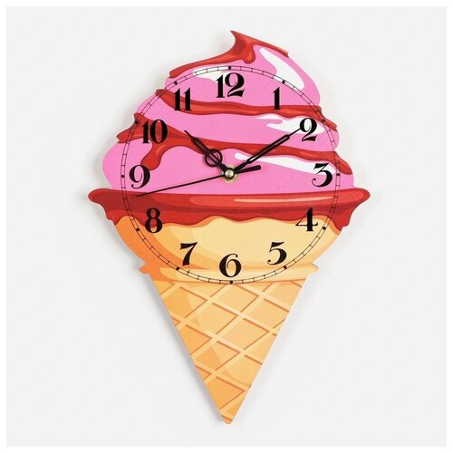 Часы настенные, серия: детские, "Мороженое-рожок", дискретный ход, 32 х 23 см