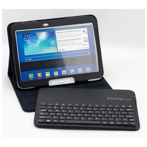 Клавиатура MyPads для Samsung Galaxy Tab Pro 8.4 SM-T320/ T325 съёмная беспроводная Bluetooth в комплекте c кожаным чехлом и пластиковыми наклейк.