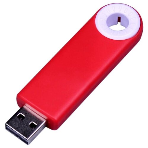 Классическая красная выдвижная пластиковая флешка с круглым отверстием (4 Гб / GB USB 2.0 Белый/White 035R)