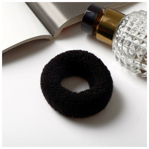 Выбражулька Резинка для волос "Махрушка" (набор 12 шт) широкая классика, 7х2 см, чёрный