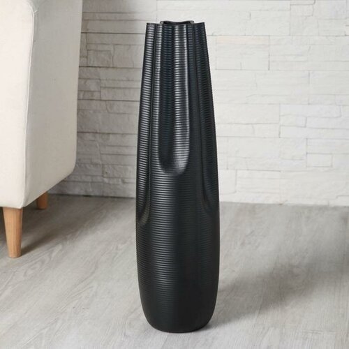 Ваза напольная "Фелис" 10,5х58 см, цвет чёрный, керамика, вазы для декора, керамическая ваза