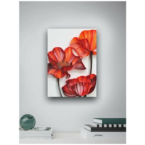 Картина для интерьера на холсте 30х40 см / Красные цветы
