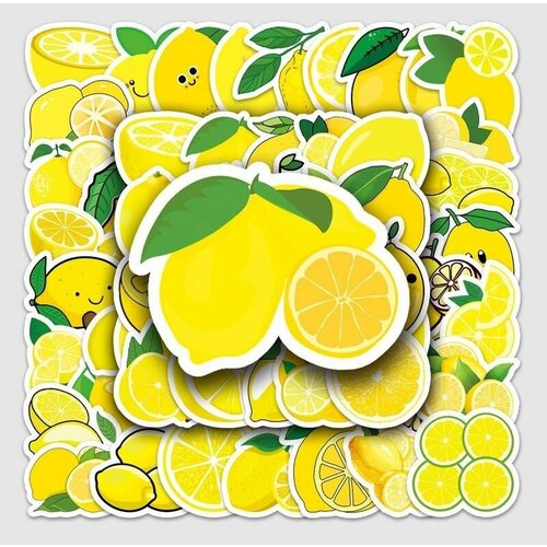 Наклейки стикеры лимоны 50шт. Виниловые