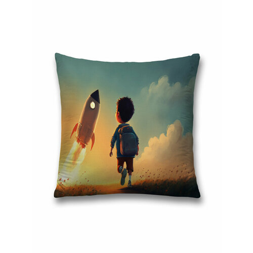 Наволочка декоративная на молнии, чехол на подушку JoyArty "Будущий космонавт” 45х45 см