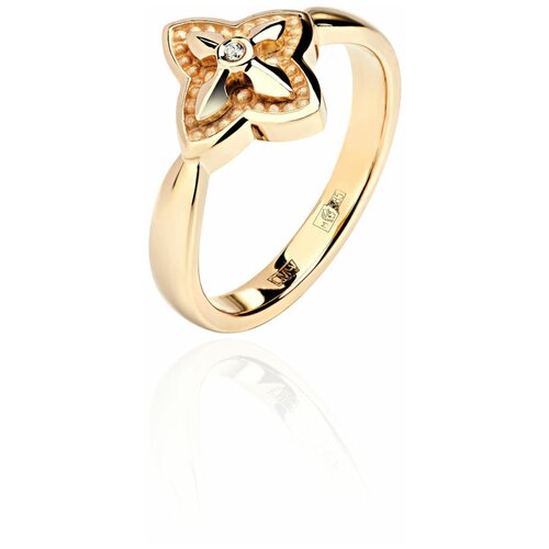 Кольцо Эстет, красное золото, 585 проба, бриллиант, размер 16.5